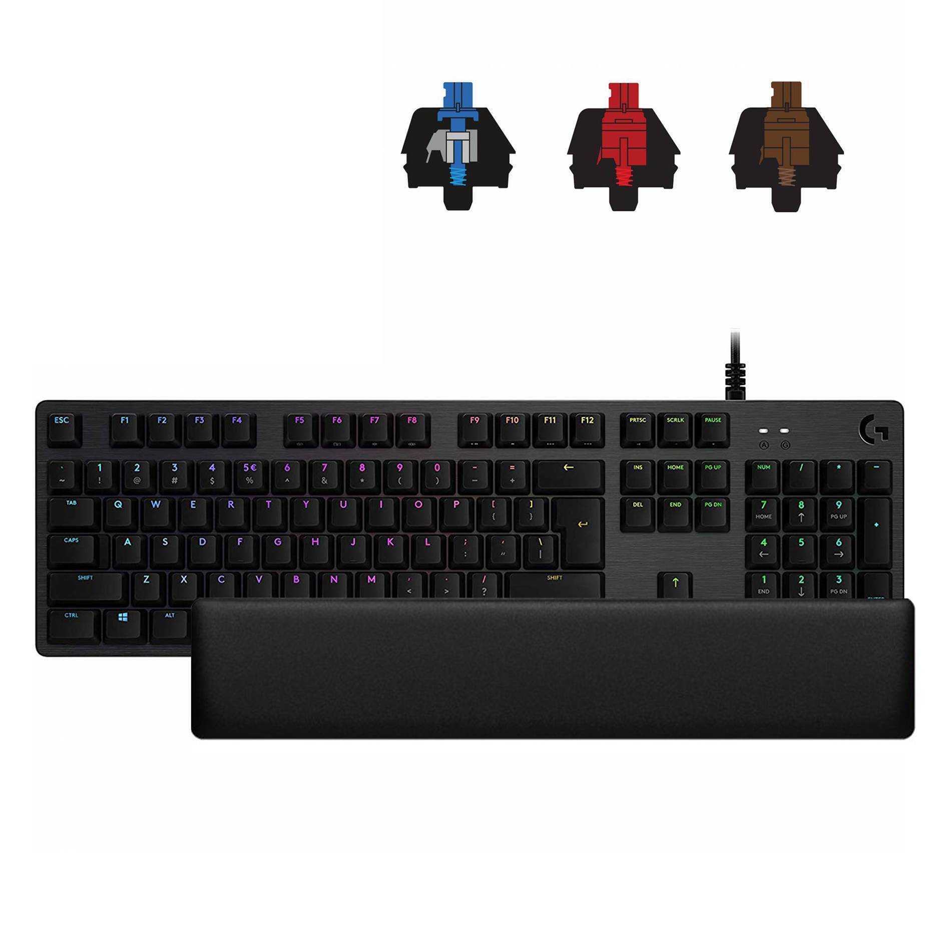 Logitech G512 Carbon RGB Gaming Keyboard + Palm Rest