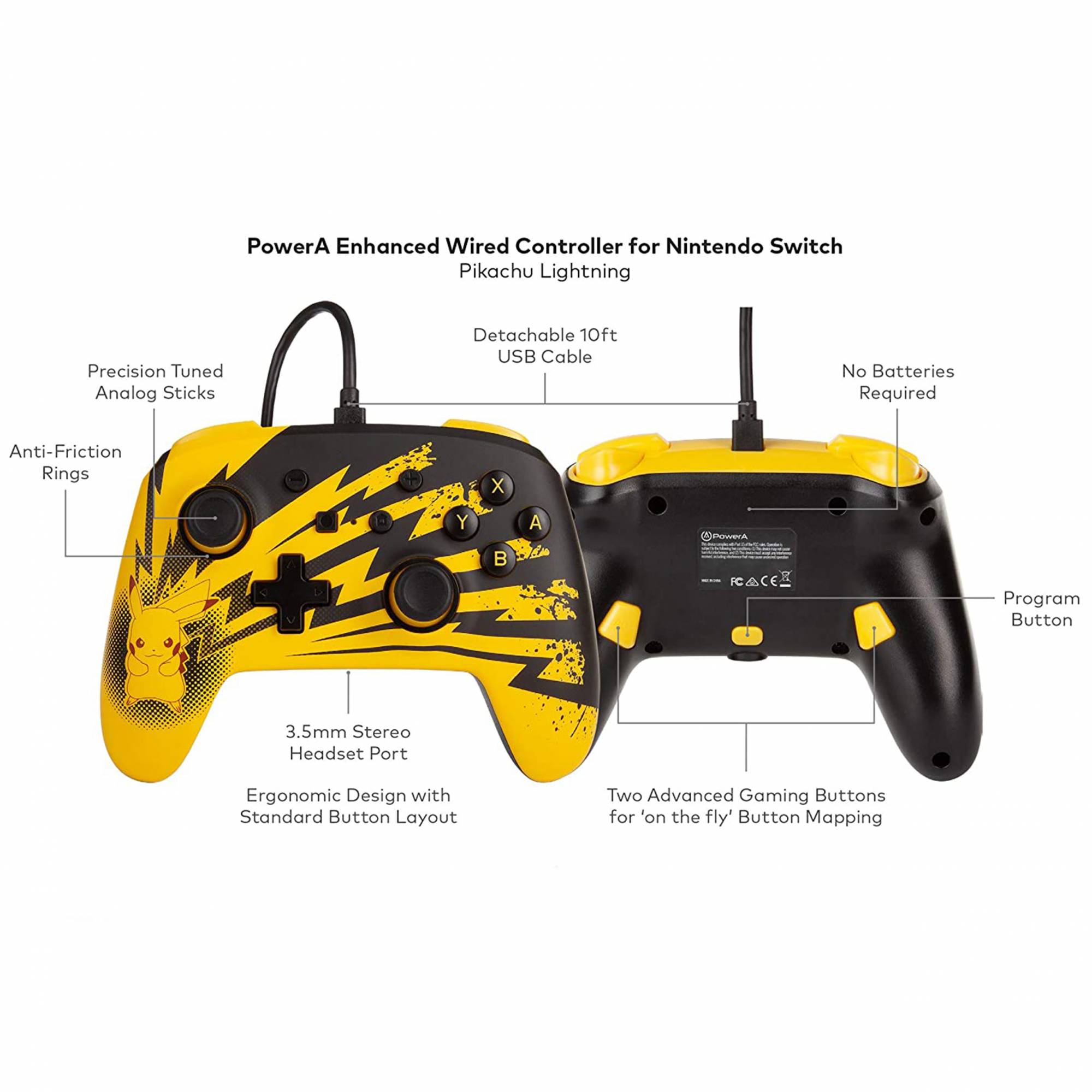 PowerA Nintendo Switch Enhanced Wired Controller - Pokémon Pikachu ...