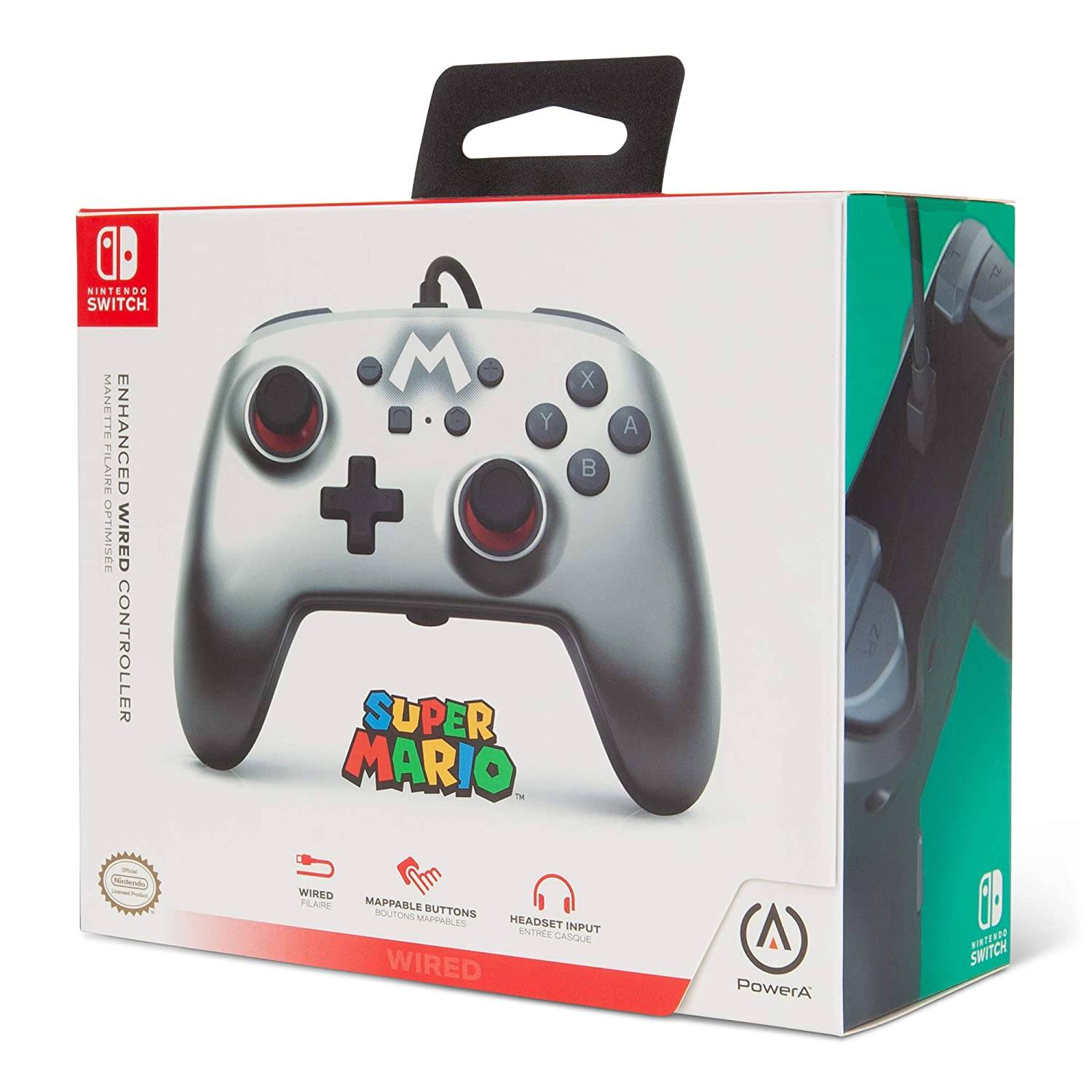 PowerA Nintendo Switch Enhanced Wired Controller - Mario Silver