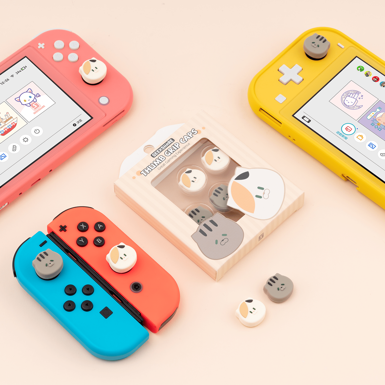 Geekshare Thumb Grip Switch & Switch Lite Fat Cat Shaped