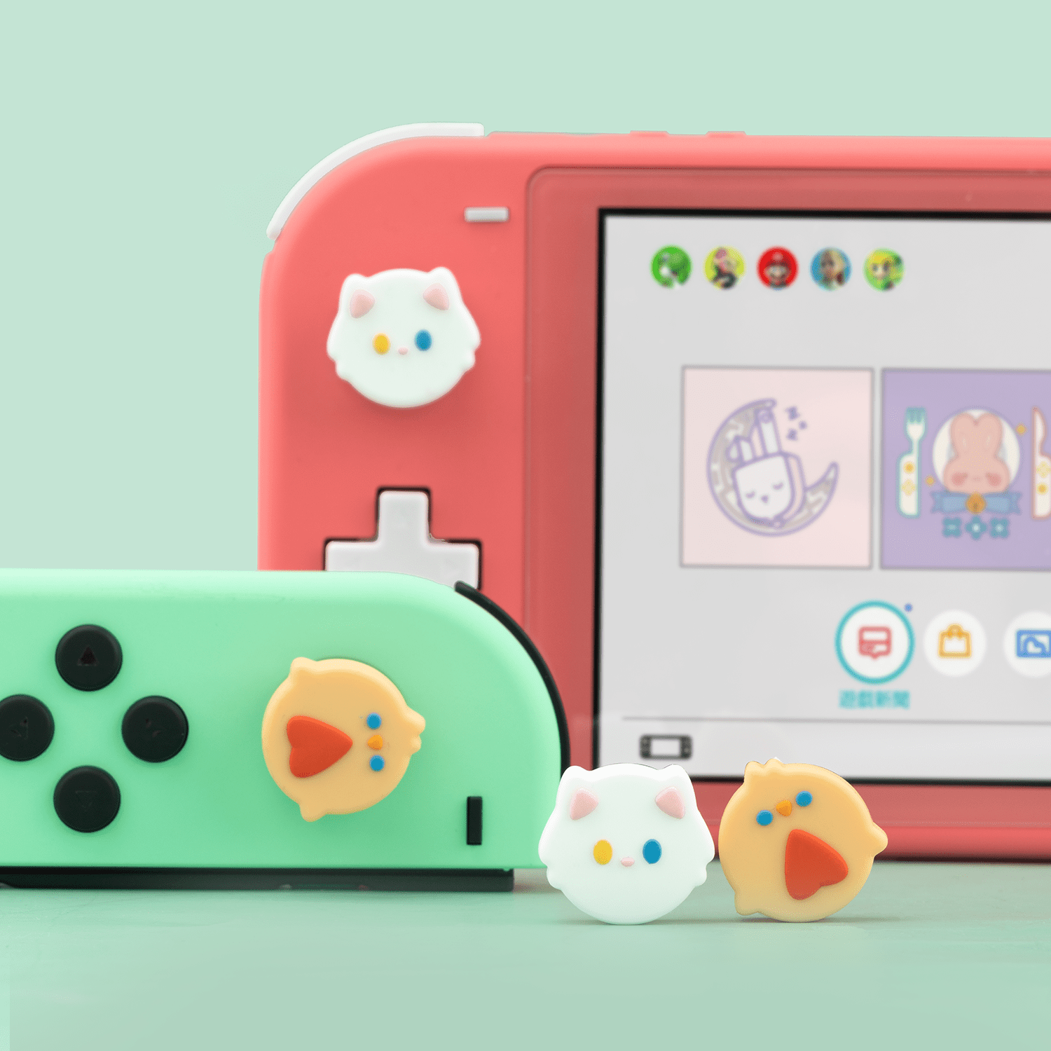 Geekshare Thumb Grip Switch & Switch Lite Chick & Cat Shaped