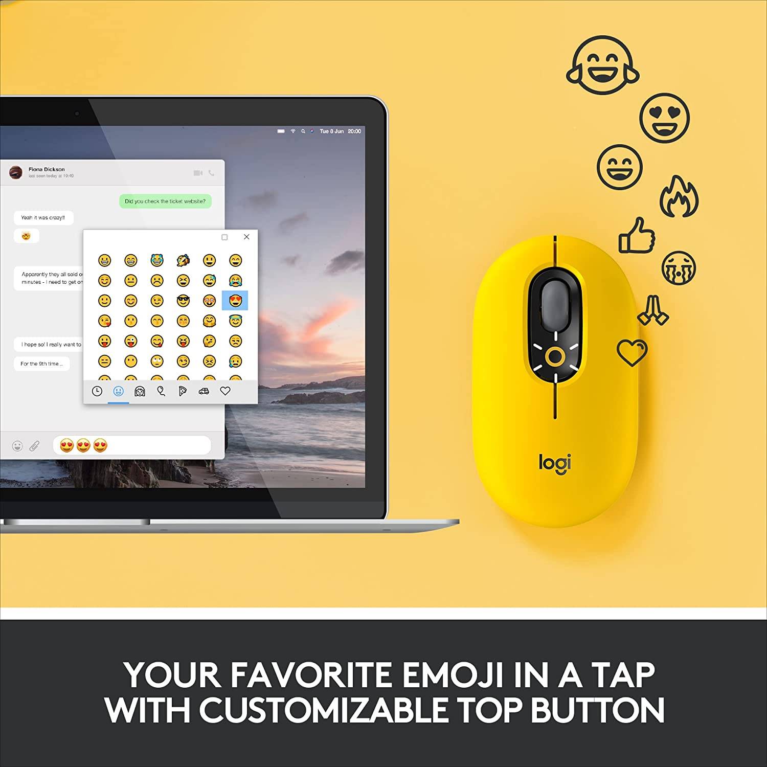 Logitech Studio Series POP Wireless Mouse - Blast Yellow