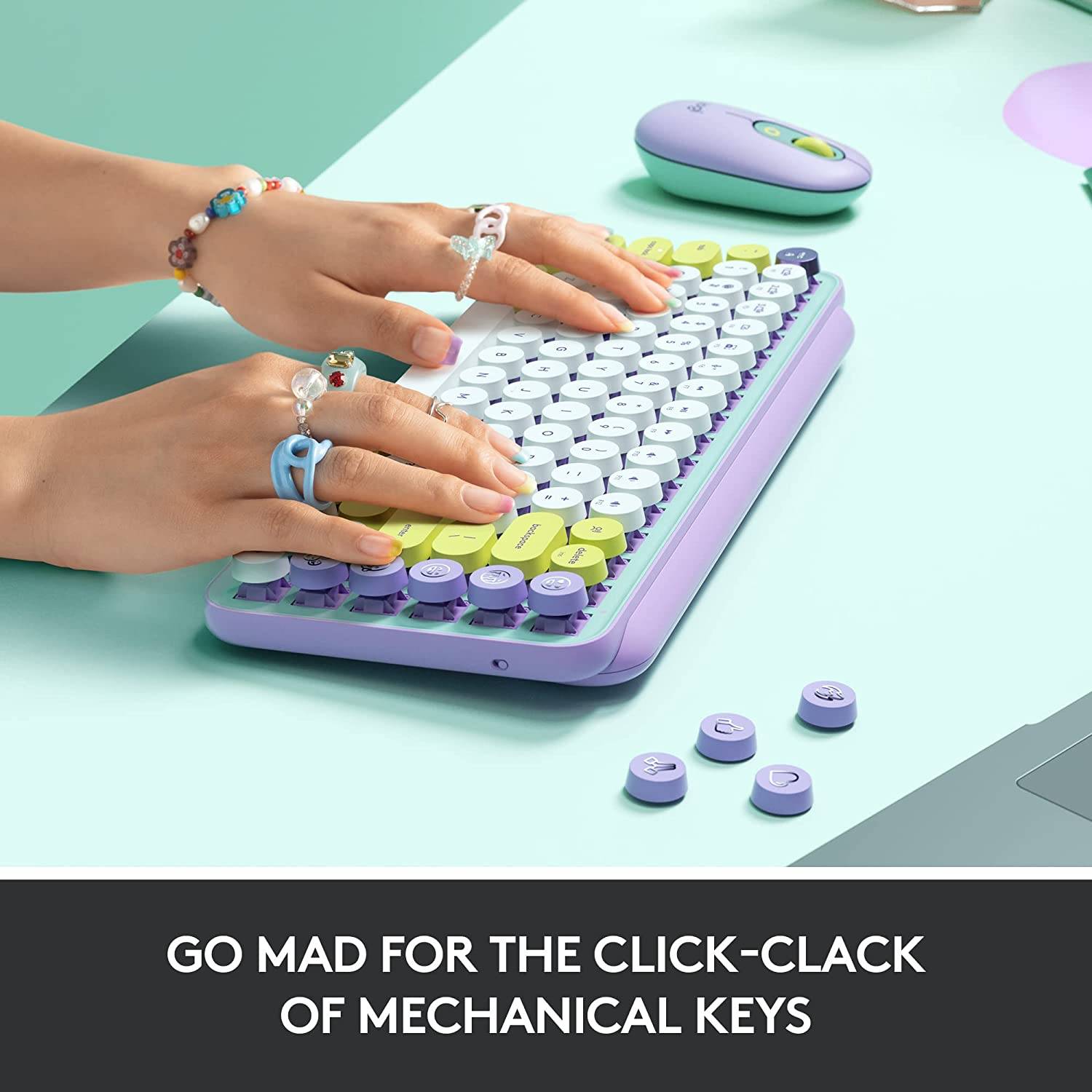 Logitech Studio Series POP Keys Mechanical Wireless Keyboard - Daydream ...