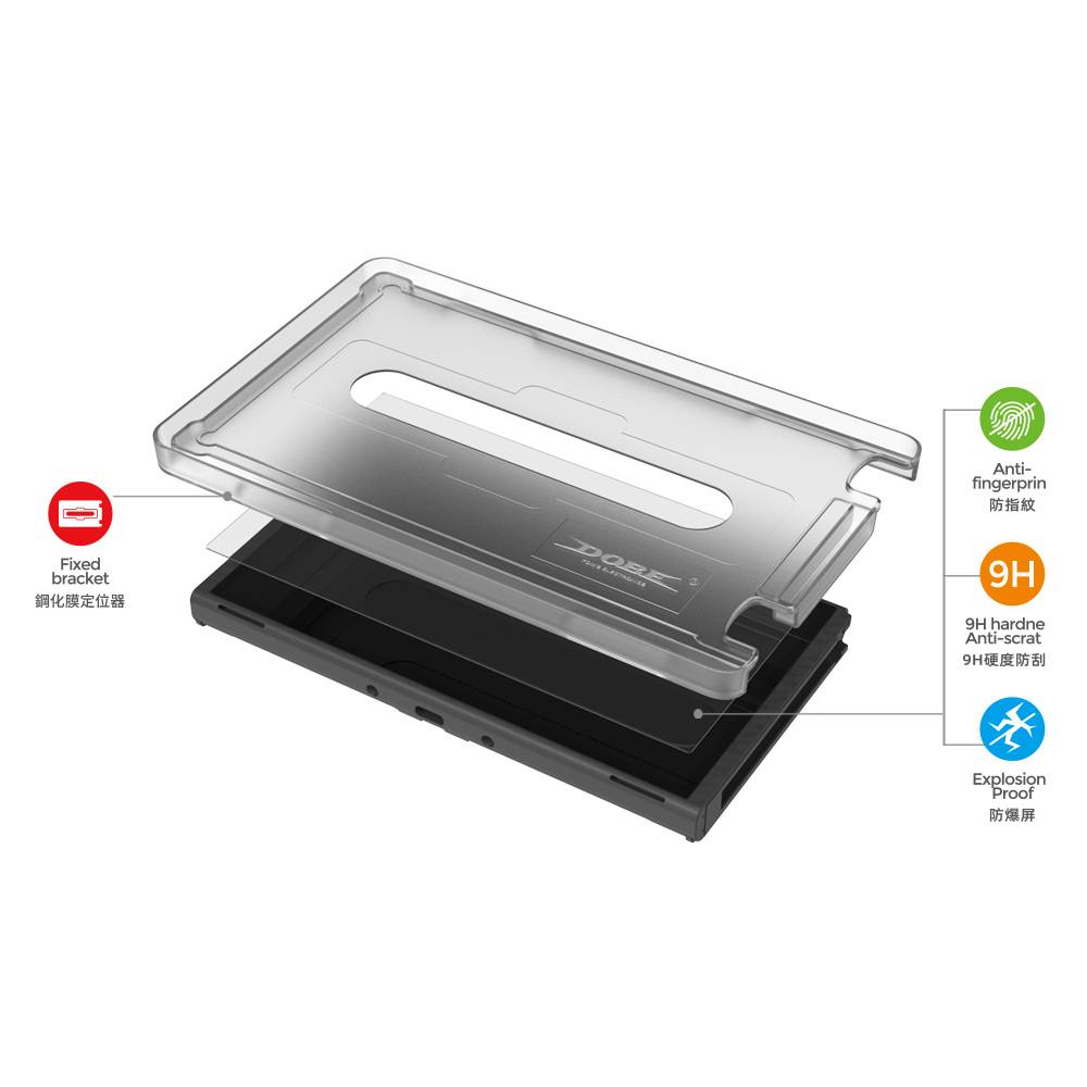 DOBE - Switch OLED Tempered Film Positioner + Glass Film iTNS-1195