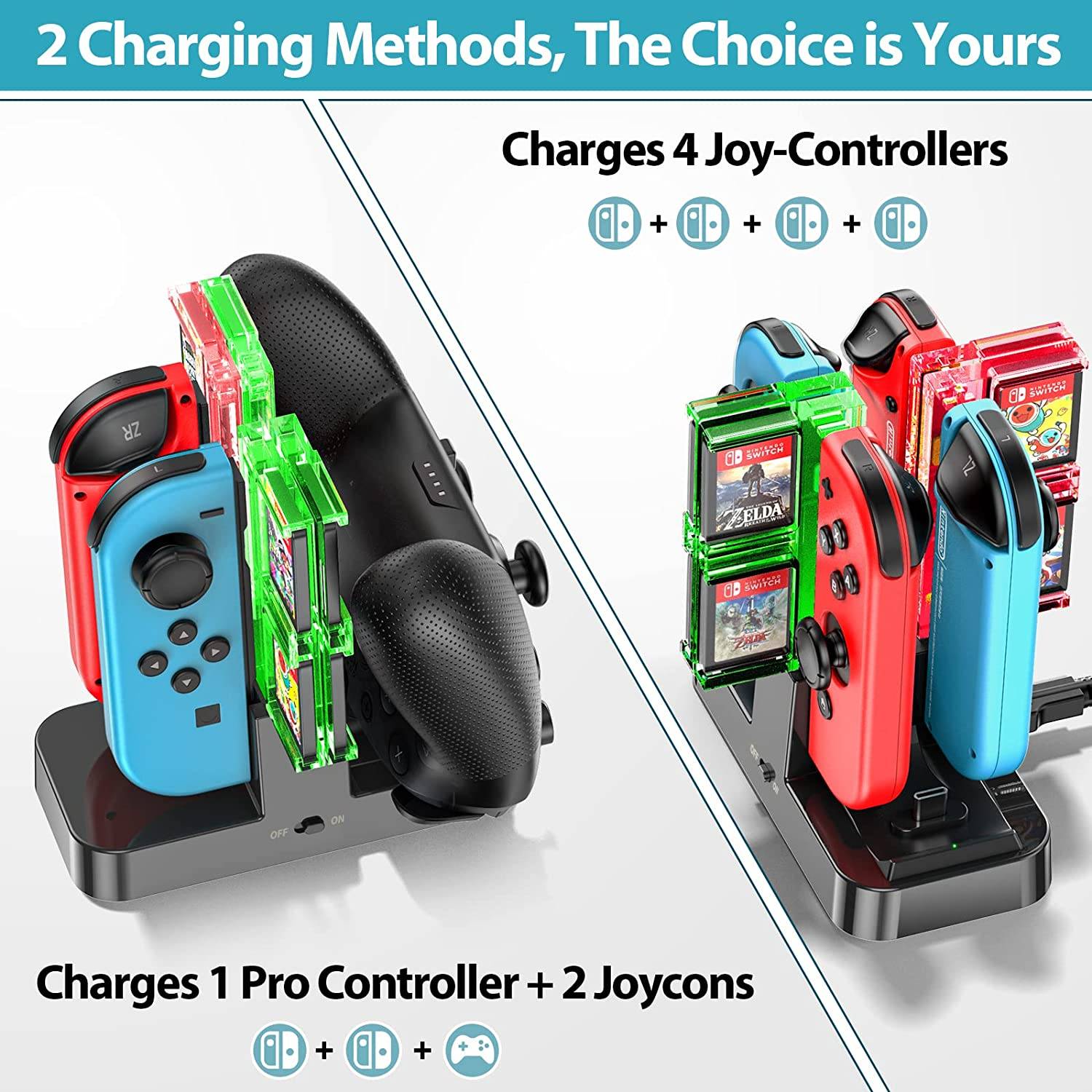 OIVO JOY-CON & PRO CONTROLLER CHARGING DOCK FOR SWITCH