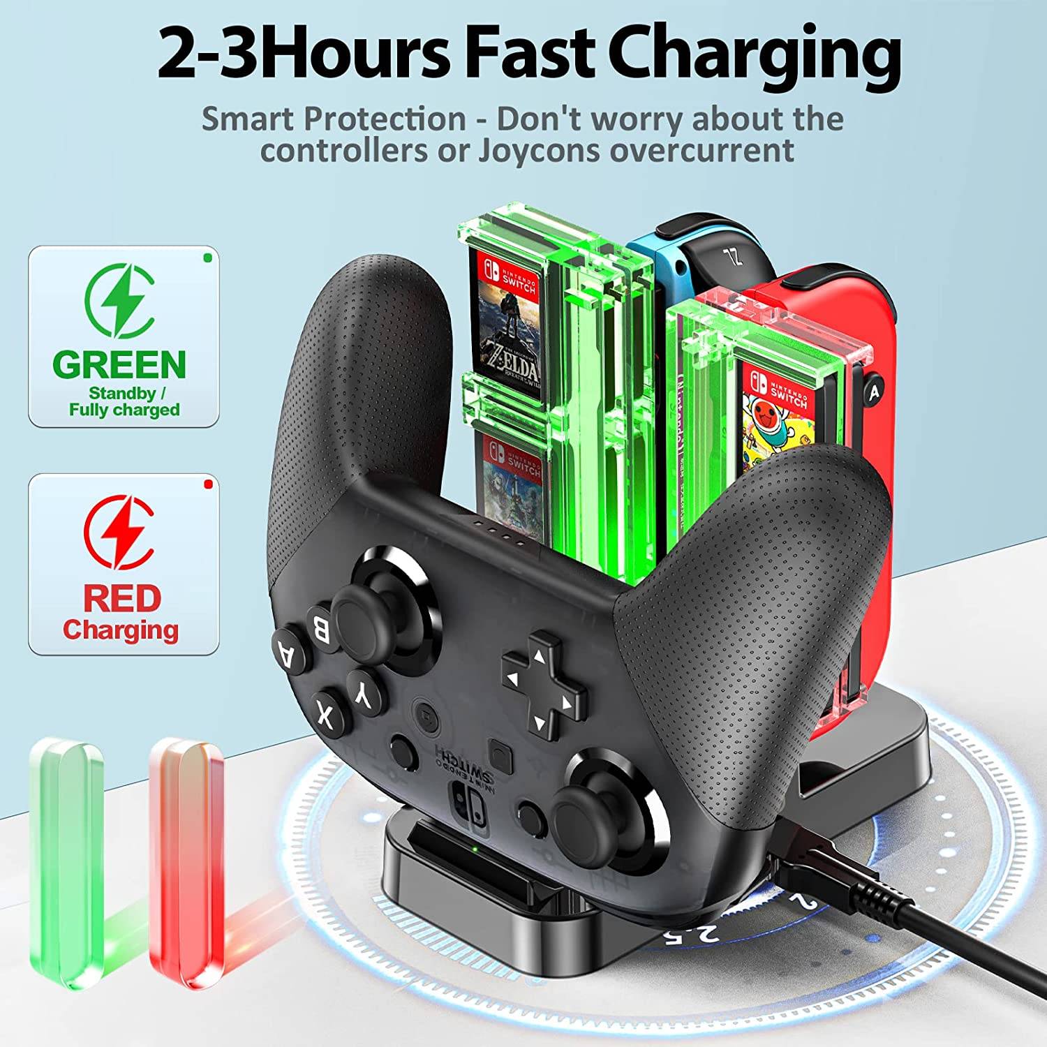 Oivo Joy Con And Pro Controller Charging Dock For Switch