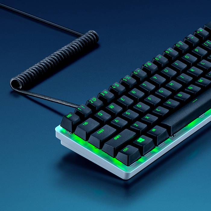 Razer PBT Keycap + Coiled Cable Upgrade Set - Classic Black / Mercury White