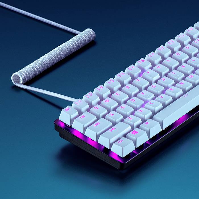 Razer PBT Keycap + Coiled Cable Upgrade Set - Classic Black / Mercury White