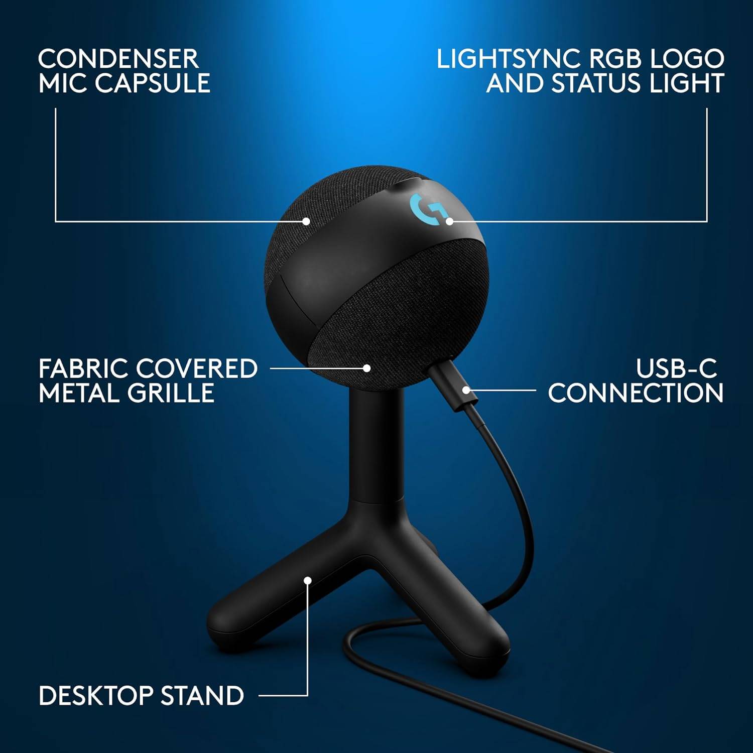 Logitech YETI ORB Condenser RGB Gaming Mic with LIGHTSYNC