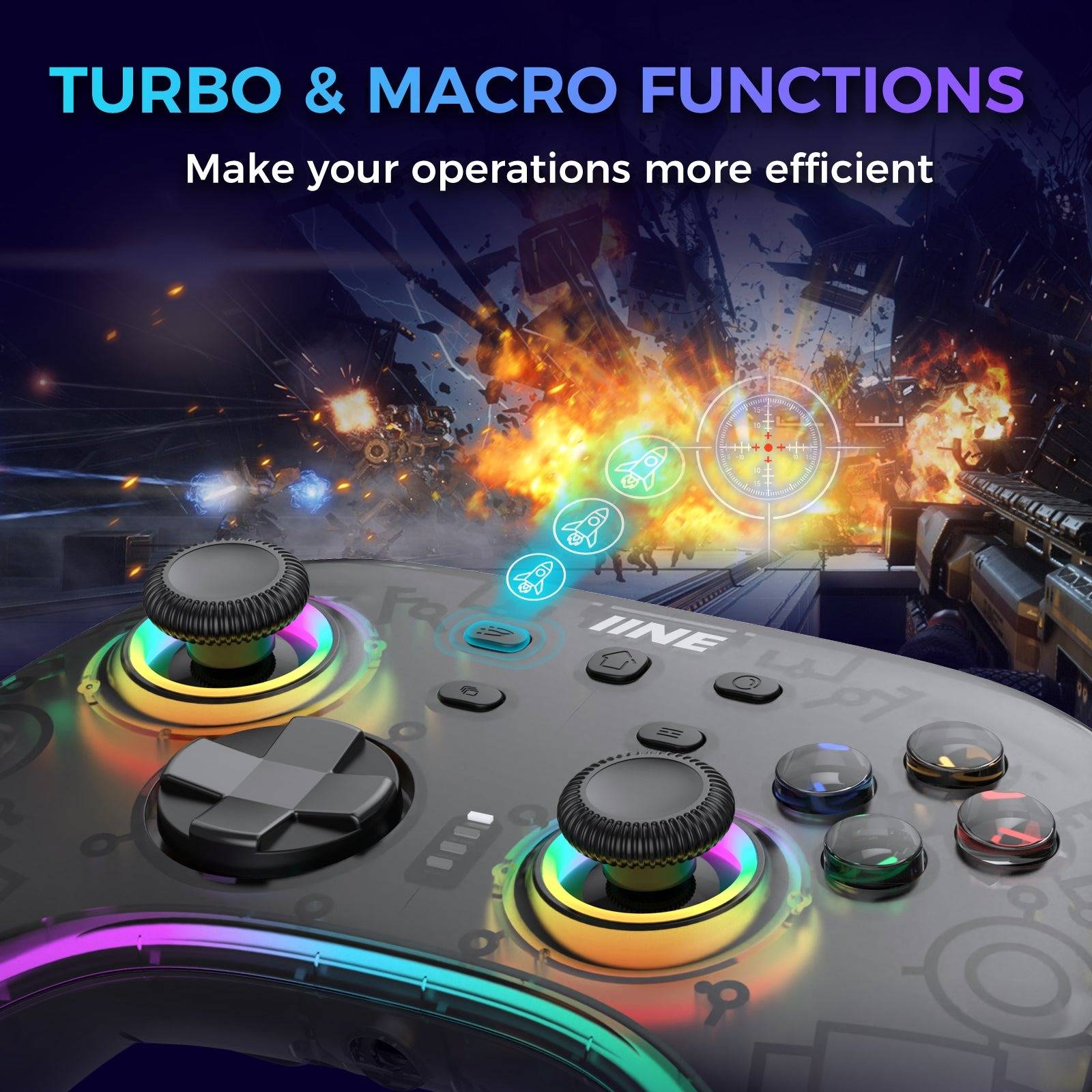 IINE Hecate Transparent Black Wireless Controller With Charging Dock ...