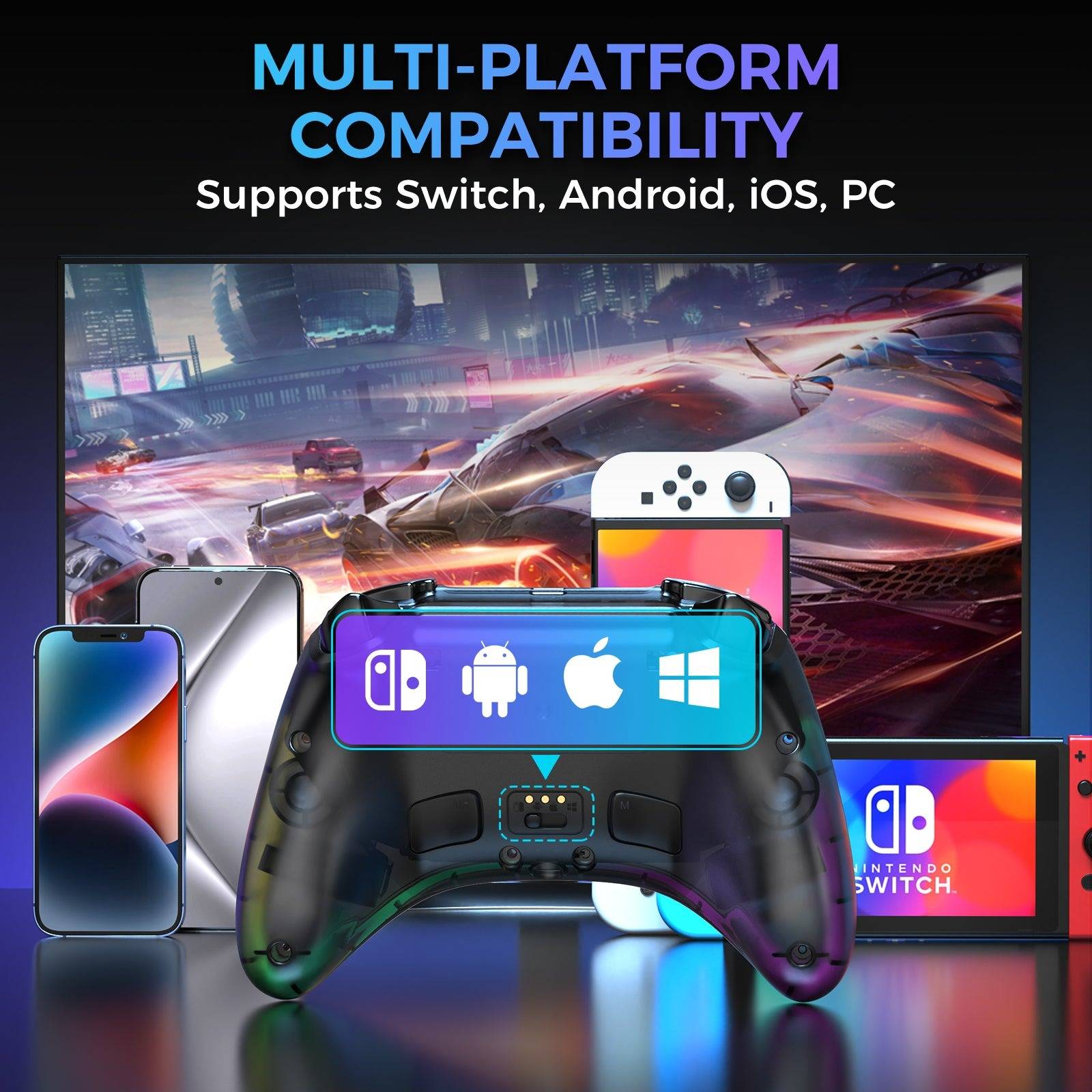 IINE Hecate Transparent Black Wireless Controller With Charging Dock ...