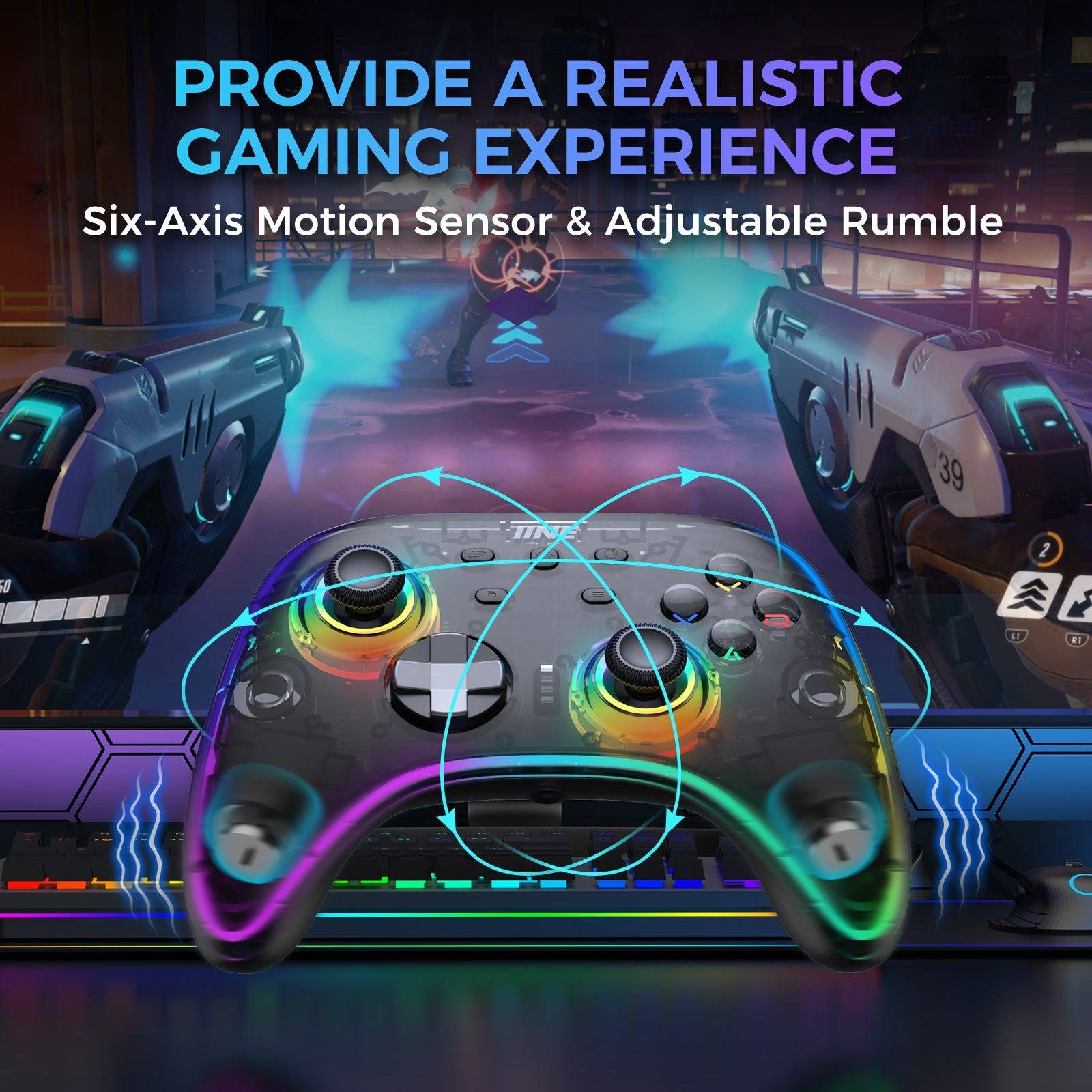 IINE Hecate Transparent Black Wireless Controller With Charging Dock ...