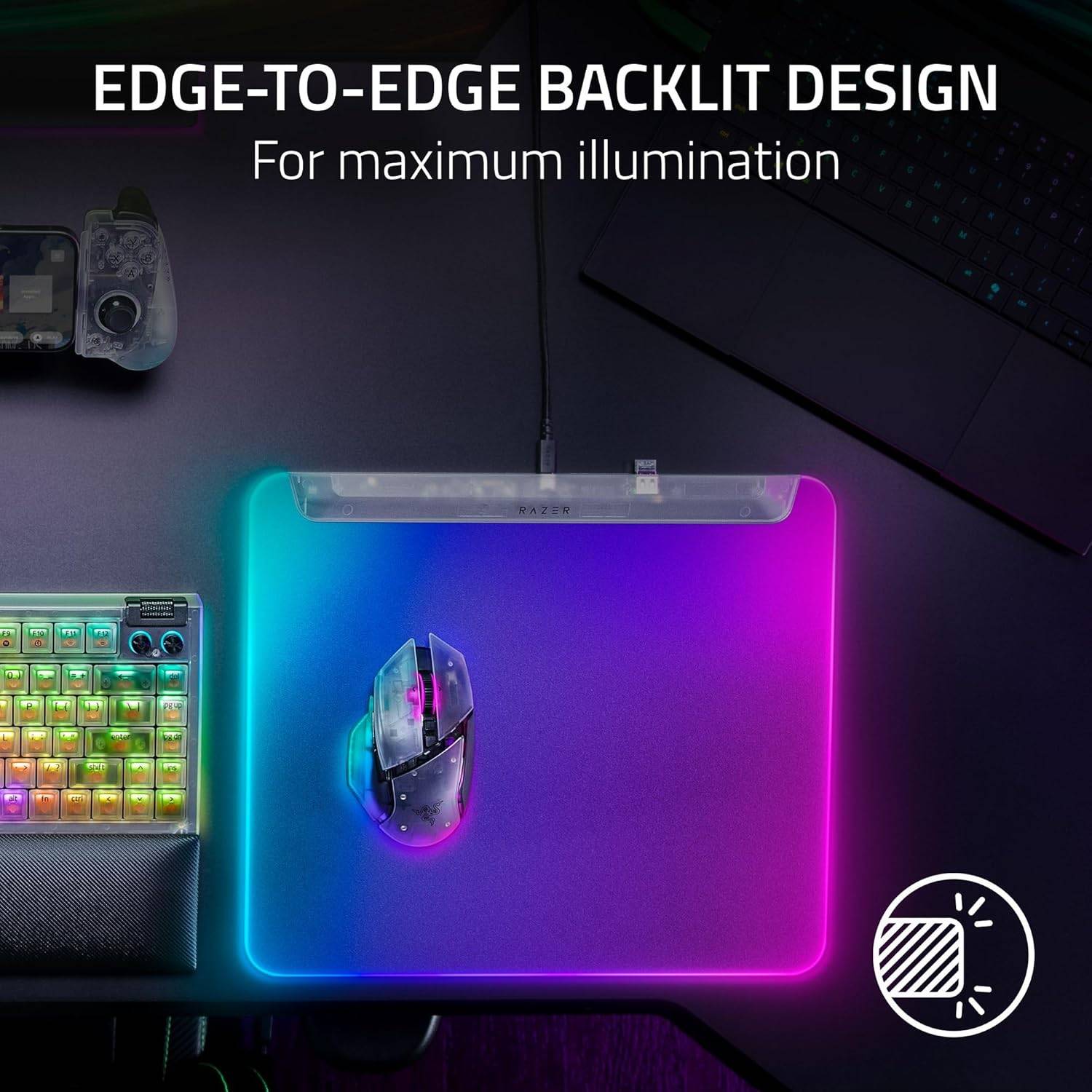 Razer Firefly V2 Pro Phantom White Edition Fully Illuminated RGB Gaming ...