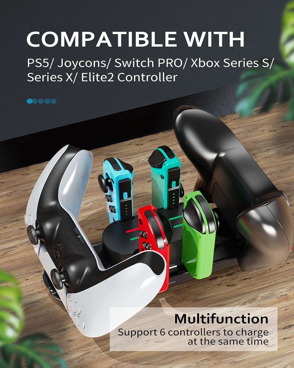 Aolion 6 in 1 Charging Station for Joy-Con / PS5 / XBOX Controller