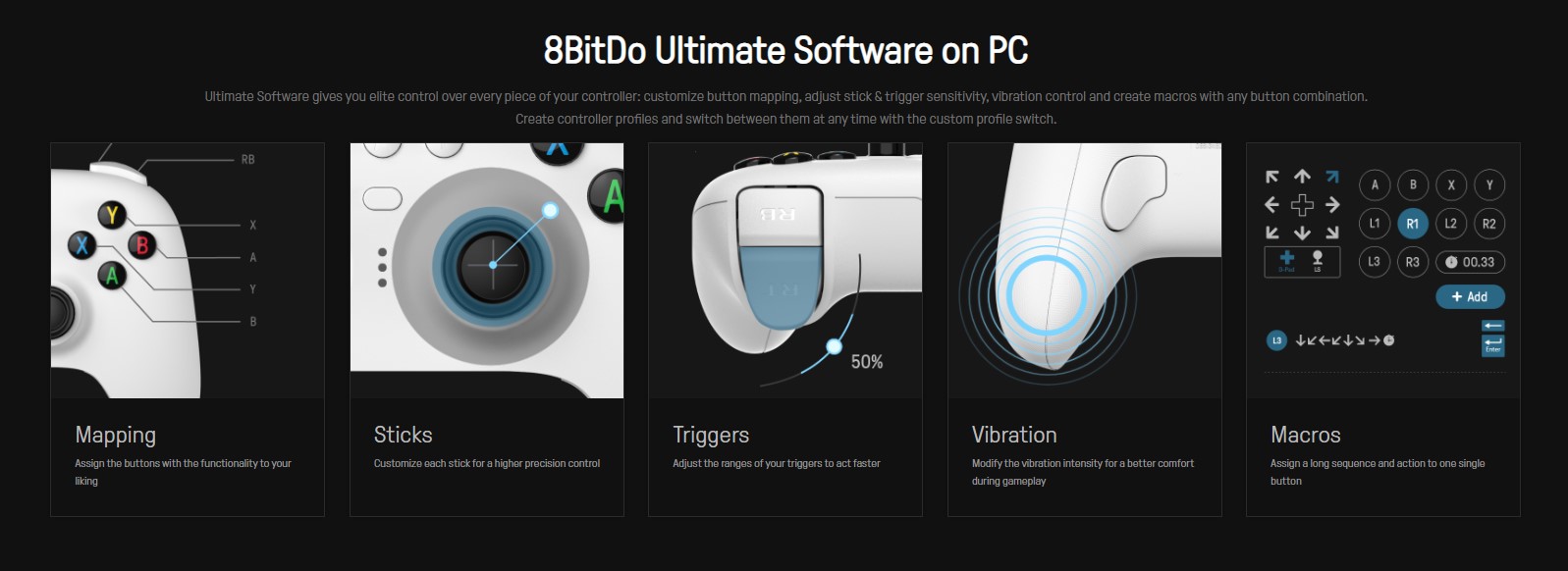 8BitDo Ultimate Controller Wired USB for Windows & Steam Deck