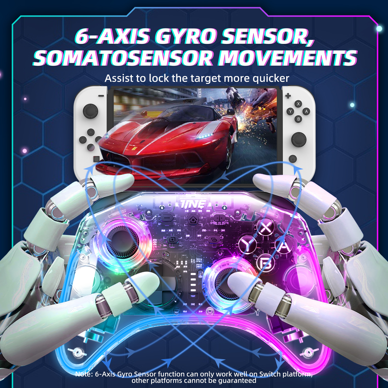 IINE L775 Ares Transparent Wireless Controller for Nintendo Switch