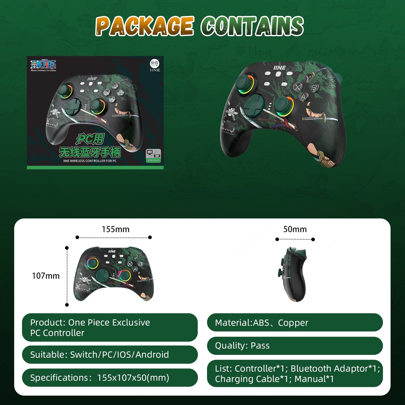 IINE L896 PRO Wireless Controller [ One Piece - Roronoa Zoro]
