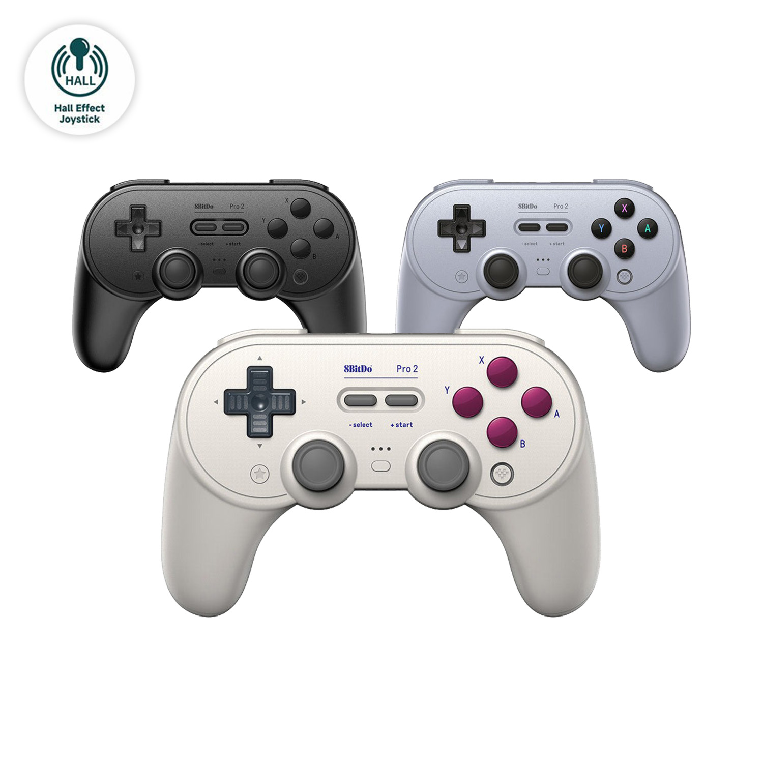 8Bitdo Pro 2 Bluetooth Gamepad Hall Effect Joystick for Switch/PC/macOS ...
