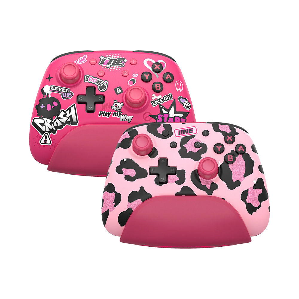 IINE Pink Wireless Controller with Charging Dock Artemis [Leopard ...